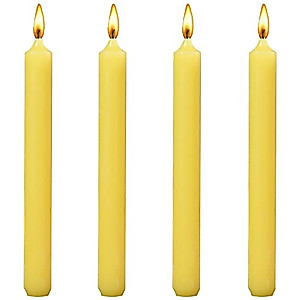8 inch Taper Candles 4 Pack - Metallic Taper Spiral Candle Taper Candles - Unscented Dripless and Smokeless Home Décor - Dinner, Party, Wedding, Halloween, Churches (8 inch, Yellow)