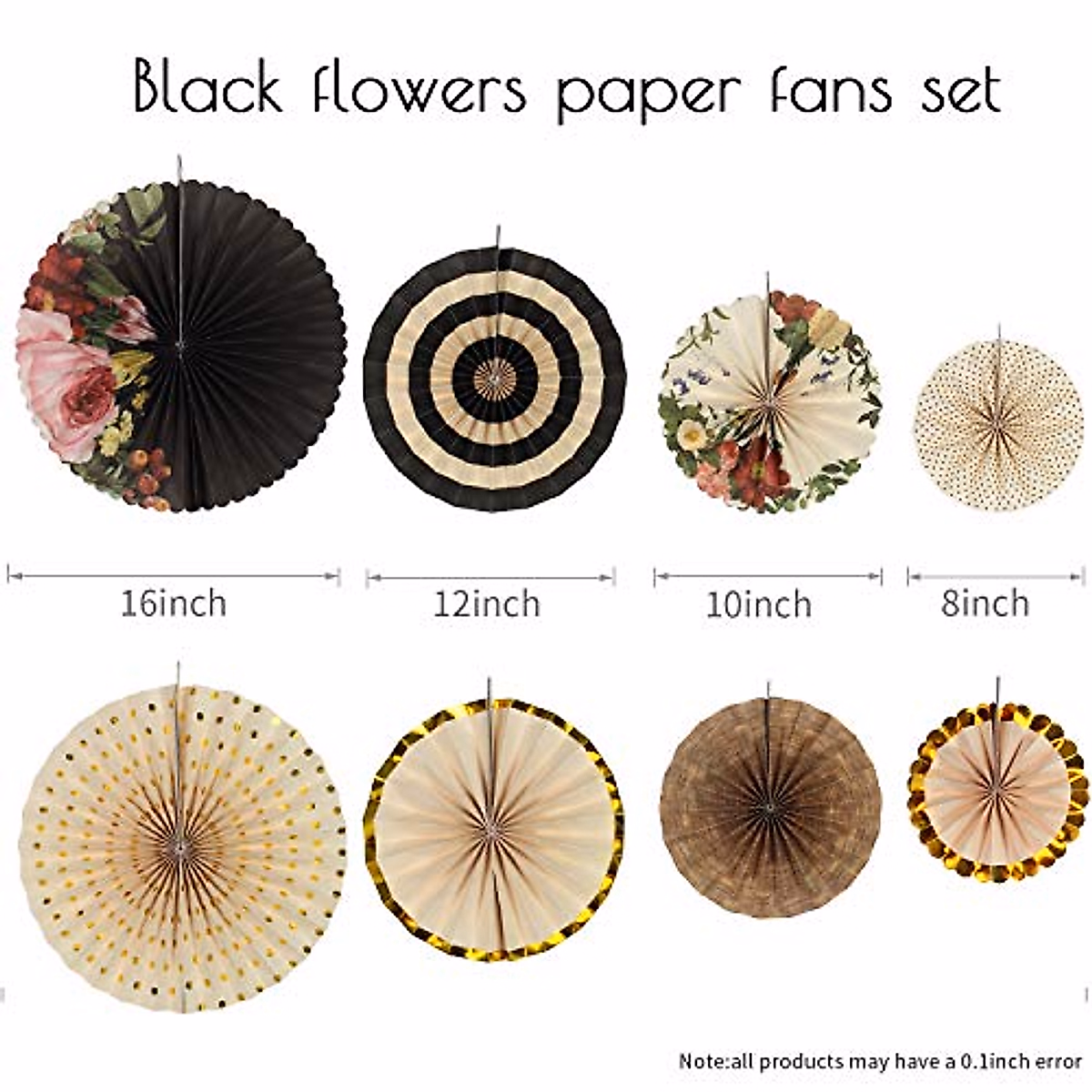 zilue Party Hanging Paper Fans Decoration Set for Wedding Birthday Party Mother's Day Round Events Accessories Set of 8