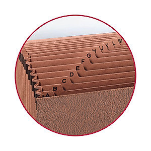 Smead TUFF Expanding File, 21 Pockets, Alphabetic (A-Z), Flap and Cord Closure, Legal Size, Redrope (70320), Pack of 1