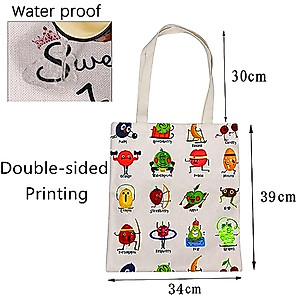 Funny Vegetable Fruit Canvas Tote Bag for Women Vegetable Print Tote Bag Reusable Grocery Bag Fruit Gift for Vegetable Lovers (Vegetable Tote Bag)
