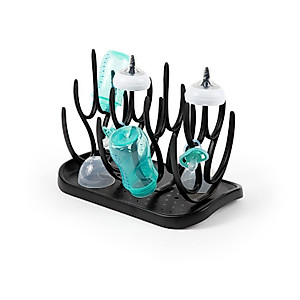 Baby Bottle Drying Rack High Capacity, Parentalz, Space Saving Countertop Baby Bottle Rack Dryer Holder for Baby Bottles, Pacifiers, Nipples, Pump Parts - Black