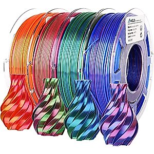 AMOLEN 3D Printer Filament Bundle, PLA Filament 1.75mm, Dual Color Filament, Silk Red Gold, Silk Red Green, Silk Red Blue, Silk Blue Green, 3D Printing Filament 200gX 4 Spools