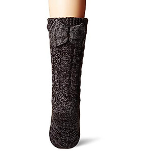 UGG Women's Laila Bow Fleece Lined Sock, Charcoal/Silver, O/S