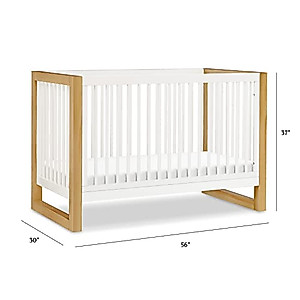 NAMESAKE Nantucket 3-in-1 Convertible Crib with Toddler Bed Conversion Kit in Warm White and Honey, Greenguard Gold Certified (M23301RWHY)