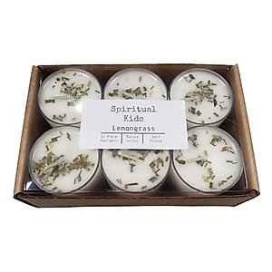 Lemongrass All Natural Soy Wax Tealights 12ct Hand Poured with Fragrant/Essential Oils and Dried Lavender