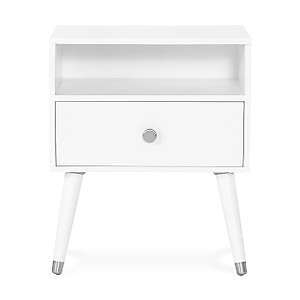 Child Craft Mod Drawer and Shelf Nightstand Accent Table for Nursery or Bedroom, Large Storage Drawer and Shelf, Made of Sturdy Pinewood, Non-Toxic, Baby Safe Finish (Matte White)