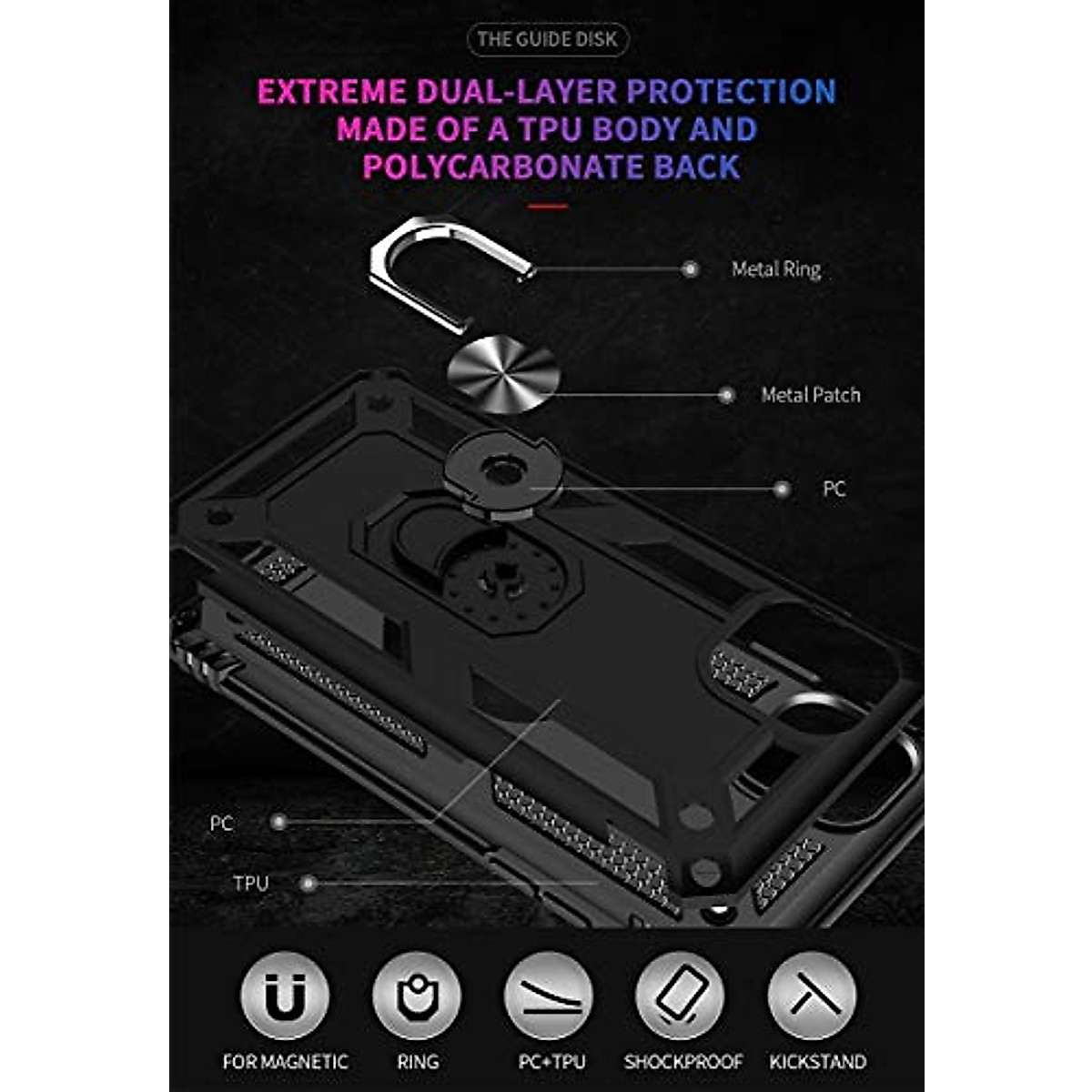 ADDIT Phone Case for iPhone 11 Pro,Military Grade Protective iPhone 11 Pro Cases Cover with Ring Car Mount Kickstand for iPhone 11 Pro - Black