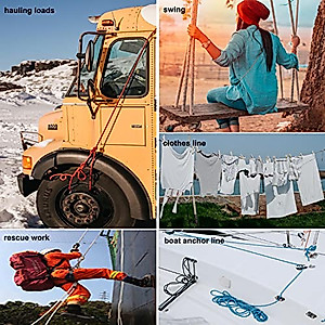 CRAYZA Double Braided Polyester Rope (1/2 in x 50 ft) Strong Arborist Rigging Rope 48 Strands for Tree Work Swing Pulling Sailing, Orange