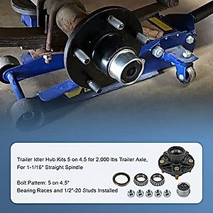 JDMSPEED 2 Trailer Idler Hub Kits 5 on 4.5" Replacement for Axle 1-1/16" Bearings 2000 lbs - 22016K