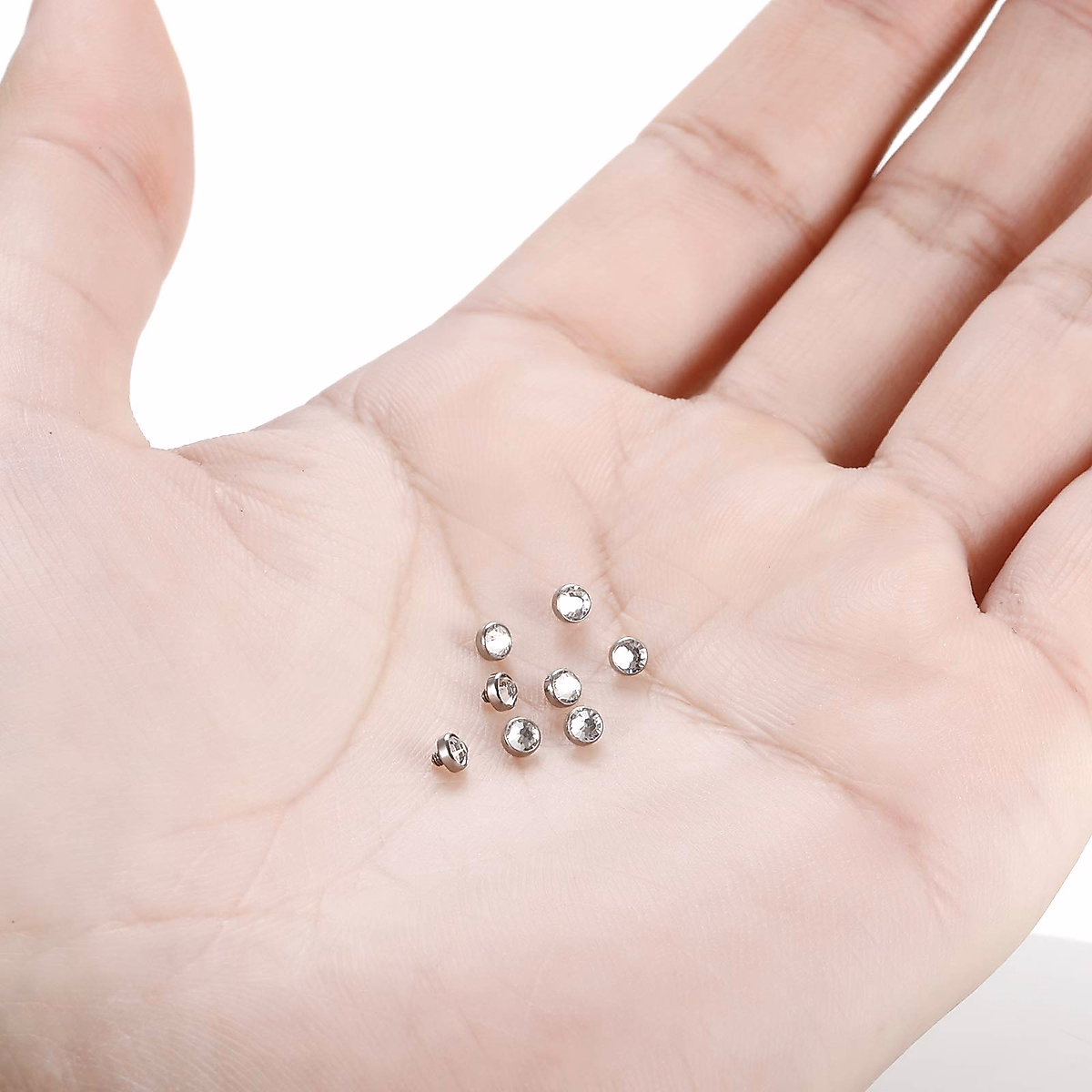 Xpircn 14G Titanium Dermal Anchor Tops Clear CZ Micro Dermal Piercing Jewelry 3mm Round Top 8PCS
