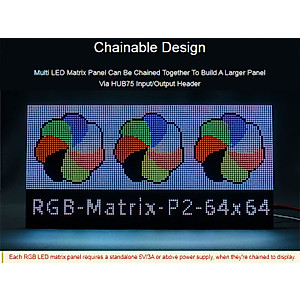 waveshare RGB Full Color LED Matrix Panel 64x64, 4096 RGB LEDs, 2mm Pitch, Adjustable Brightness, Display Text, Colorful Image, Animation,Compatible with Raspberry Pi/Raspberry Pi Pico / ESP32