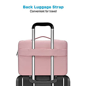 MOSISO 360 Protective Laptop Sleeve Compatible with MacBook Air/Pro, 13-13.3 inch Notebook, Compatible with MacBook Pro 14 2023-2021 A2779 M2 A2442 M1, Horizontal Bag with Belt&Right Pocket, Pink