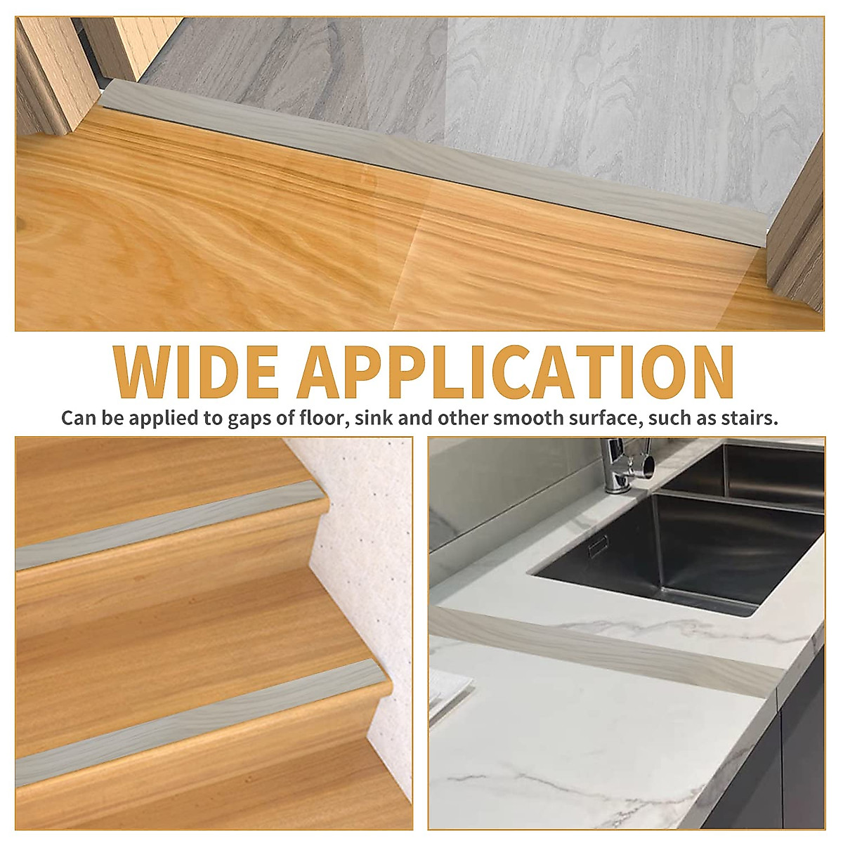 Floor Transition Strip, 3.3 Ft Self Adhesive Vinyl Flooring Transition Strips Wood to Tile Floor Divider Strip for Joining Floor Gaps Tiles Carpet Threshold Transition (1.58in W, Coffee)