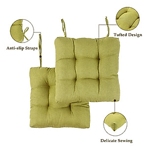 Faible Poisson Outdoor Chair Cushions Set of 2, Patio Furniture Floor Cushions, 21 x 21 Inch Square Seat Back Tufted Cushion, Dining Chairs Pads, Yellow Green