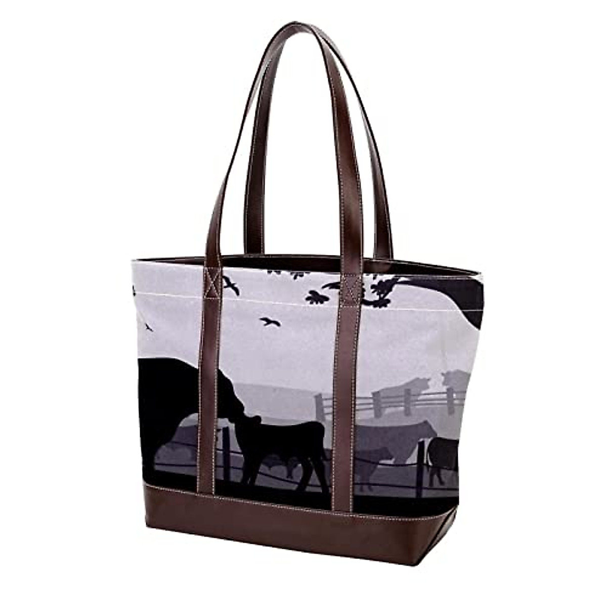 Angus Cow Tote Bags Large Leather canvas Purses and Handbags for Women Top Handle Shoulder Satchel Hobo Bags