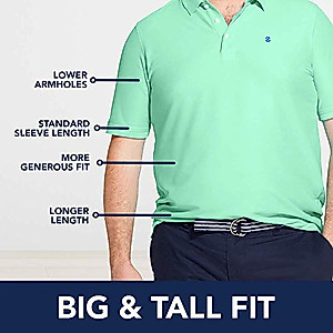 IZOD Men's Big and Tall Advantage Performance Solid Polo, Black, 2X-Large Tall