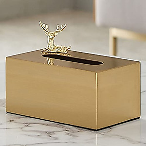 Cosmetic Tissue Box,Modern Rectangle Paper Dispenser,Rectangular Holder for Storage On Bathroom Vanity, Countertop, Bedroom Dresser, Night Stand, Desk, Table (Color : Golden Deer)
