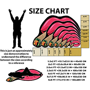 Rugendary Smoking Marijuana Hypebeast Rug Decor Funny Cool Lip Rug Lip Shaped Carpet Weed Rug Black Non Slip Thick and Soft Carpet (2x3 ft.)