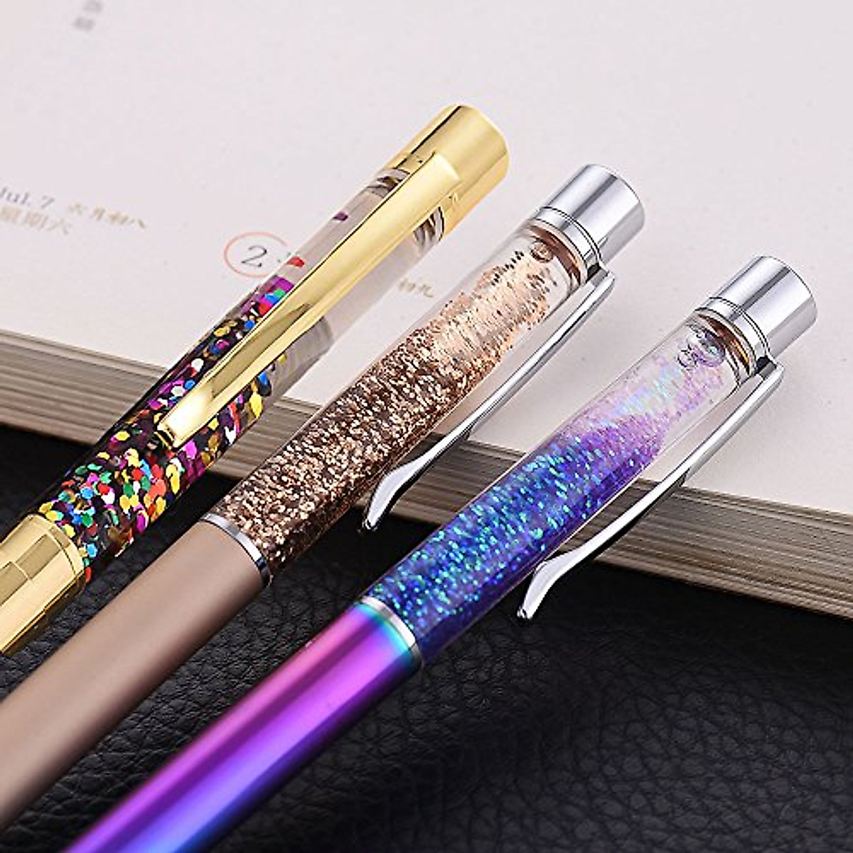 Pen Bling sets Pen Rhinestones Crystal Metal Ballpoint Pens Fine Black Ink Office Supplies(package of 4)