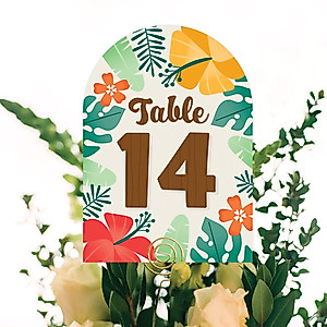 Big Dot of Happiness Tropical Luau - Hawaiian Beach Party Double-Sided 5 x 7 inches Cards - Table Numbers - 1-20
