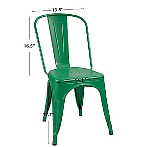 Furmax Metal Chairs Indoor/Outdoor Use Stackable Chic Dining Bistro Cafe Side Chairs Set of 4 (Green)