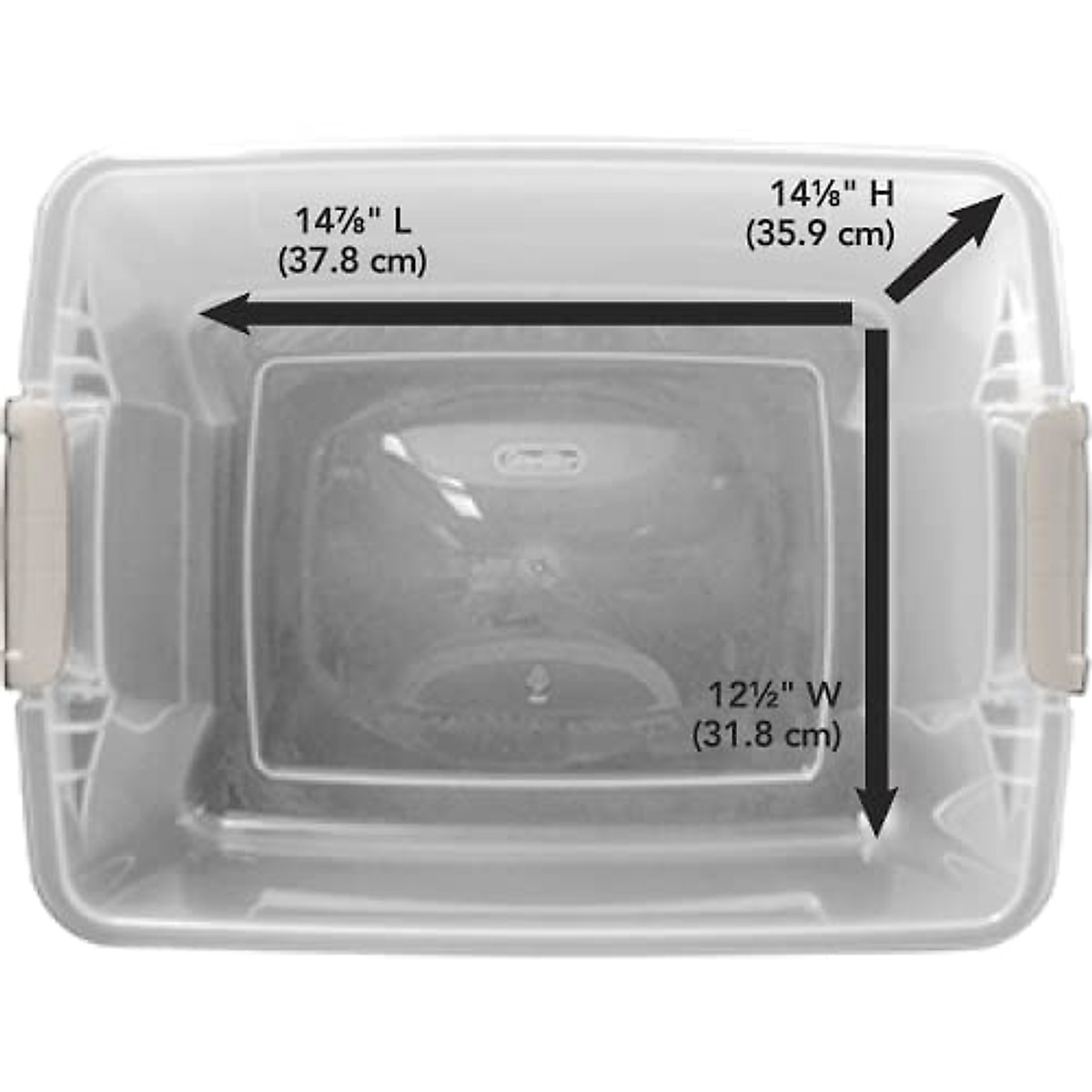 Sterilite 19373V06 50 Quart / 47 Liter Shelf Tote, Clear Base with Flat Gray Lid and Latches, 6-Pack