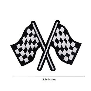 Checkered Flag Embroidered Iron On Patches Win Finish Race Racing Emblems