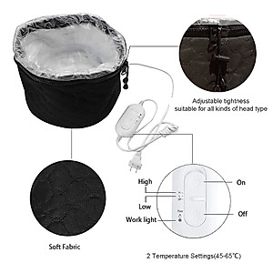 XNX 110V Electric Hair Cap,Hair Care Hat,Home Hair SPA Beauty Cap,Hair Steamer Thermal Heat Cap,Nourishing Hair Hat with 3 Mode Temperature Control Black