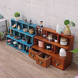 ZSEDP Solid Wooden Retro Drawer Style Creative Small Cabinet Cosmetics Storage Box Display Shelves Wall Hanging