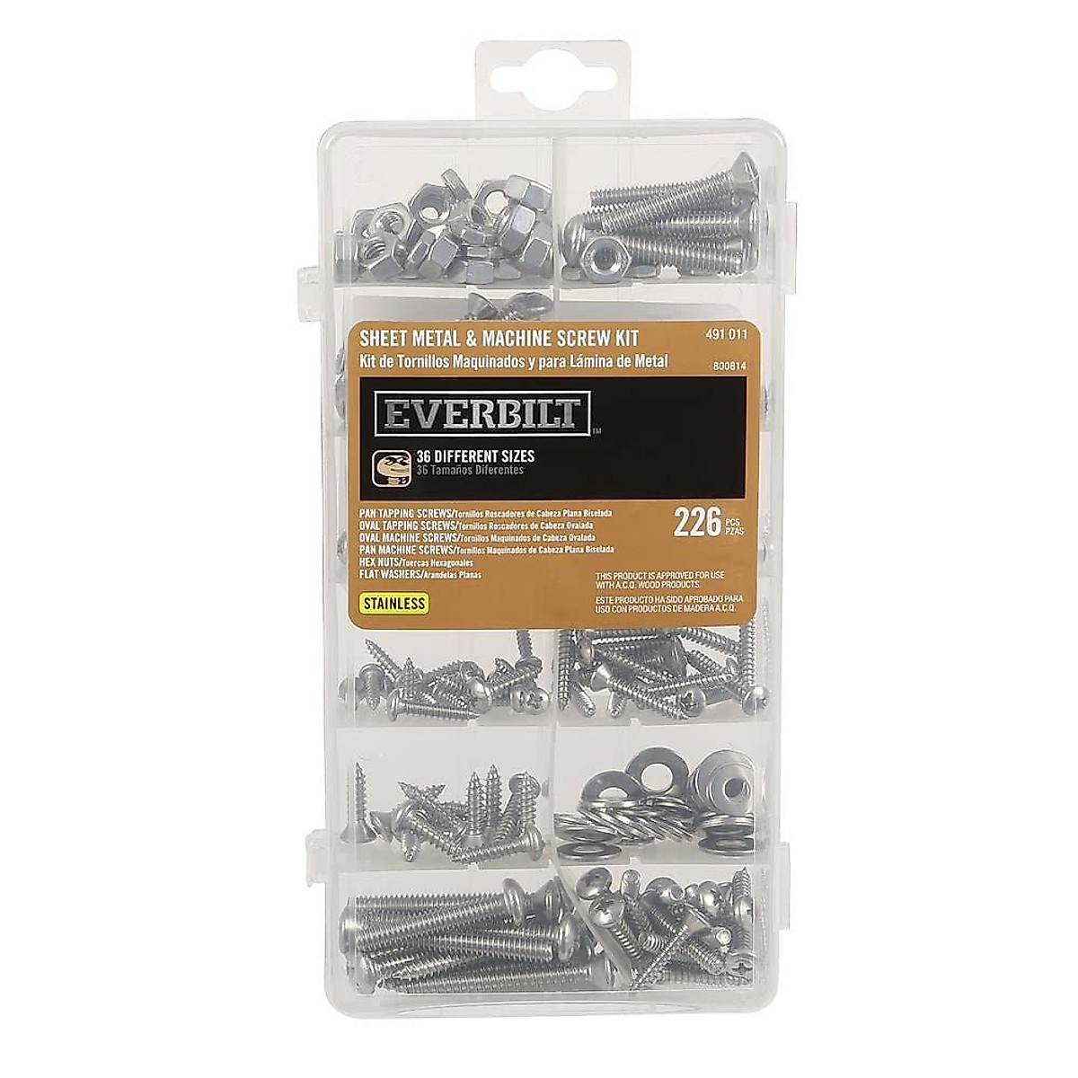 226 Pieces Stainless Steel Sheet Metal Screw Assortment & Machine Screws 36 Different Sizes of Flat, Oval, Pan, Hex Head Phillips Self Tapping Screws Hardware for Wood, Metal or Fiberglass