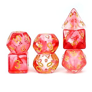 Haxtec 7PCS DND Dice Set Polyhedral D&D Dice of D20 D12 D10 D8 D6 D4 for Dungeons and Dragons TTRPG Games (Red Cloud)