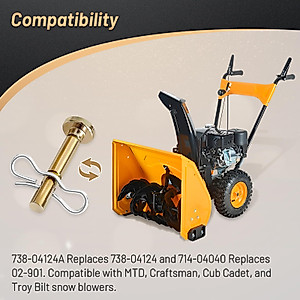 Replacement Shear Pin Kit 738-04124A for MTD Cad Snowblower - Shear Pins & Cotter Pins 714-04040 Compatible with Troy Bilt Craftsman 2-Stage 3-Stage Snow Blower, Snow Thrower, Lawn Tractor, 10 Set