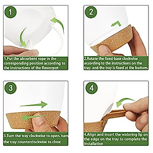 Self Watering Planters with Drainage Holes Reservoir,Nursery Planting Pot for Indoor Decor Garden Plants Succulents,Snake Plant, African Violet,Plastic Flower Pots Set 7+6.5+6+5.5+5 Inch (White)