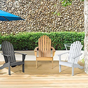 Tangkula Adirondack Chair, Acacia Wood Adirondack Lounger Chair, Outdoor Armchairs with Slatted Seating, Weather Resistant, for Patio Deck Lawn Backyard, Garden Adirondack Furniture (2, White)