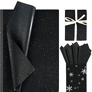 Bolsome 120 Sheets 20 * 14 Inches Black Glitter Tissue Paper for Gift Wrapping, Sparkle Tissue Paper for Gift Bags for Birthday Wedding Christmas DIY Crafts