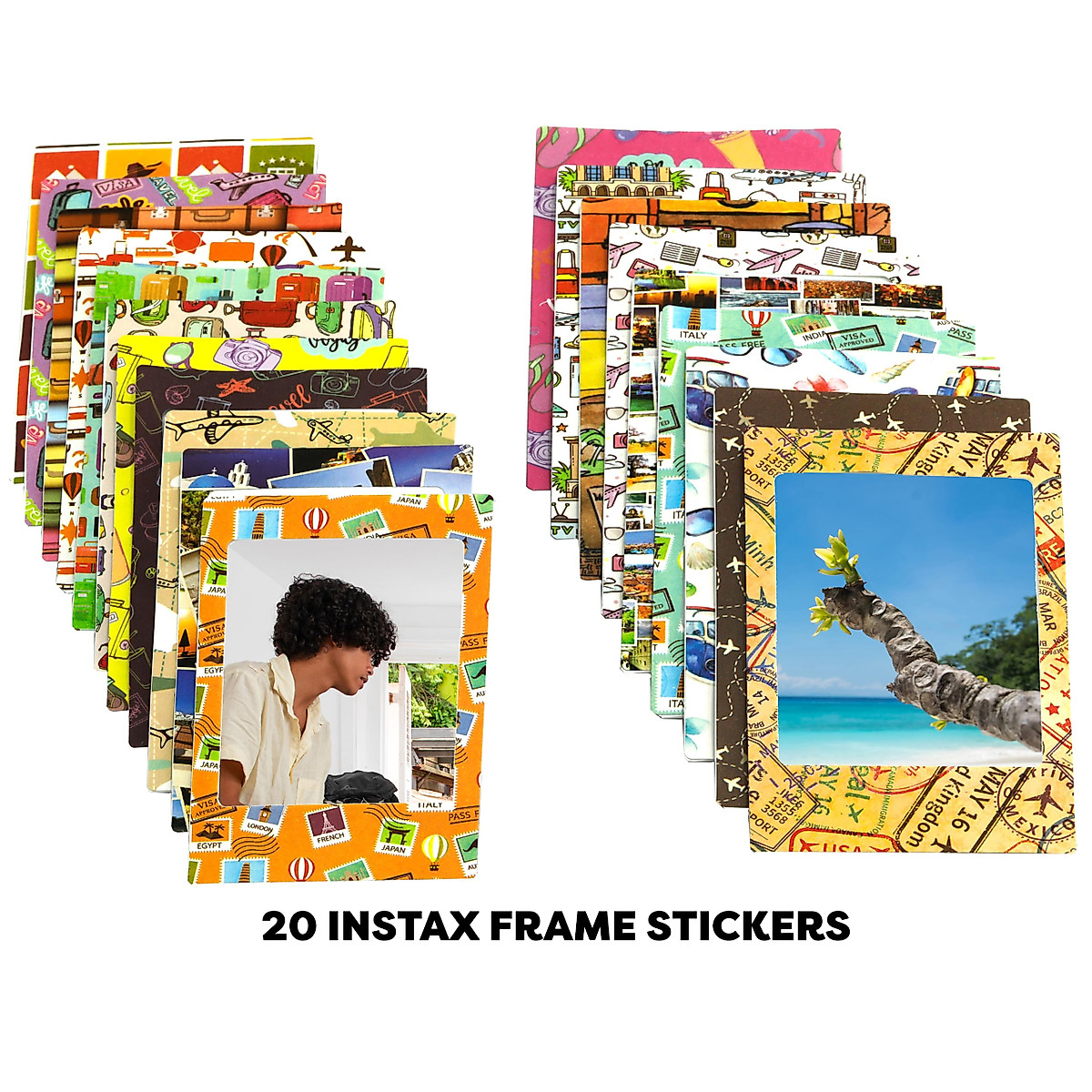 Fujifilm Instax Mini Instant Film 20 Exposures, 20 Sticker Frames for Fuji Instax Prints, Bundle