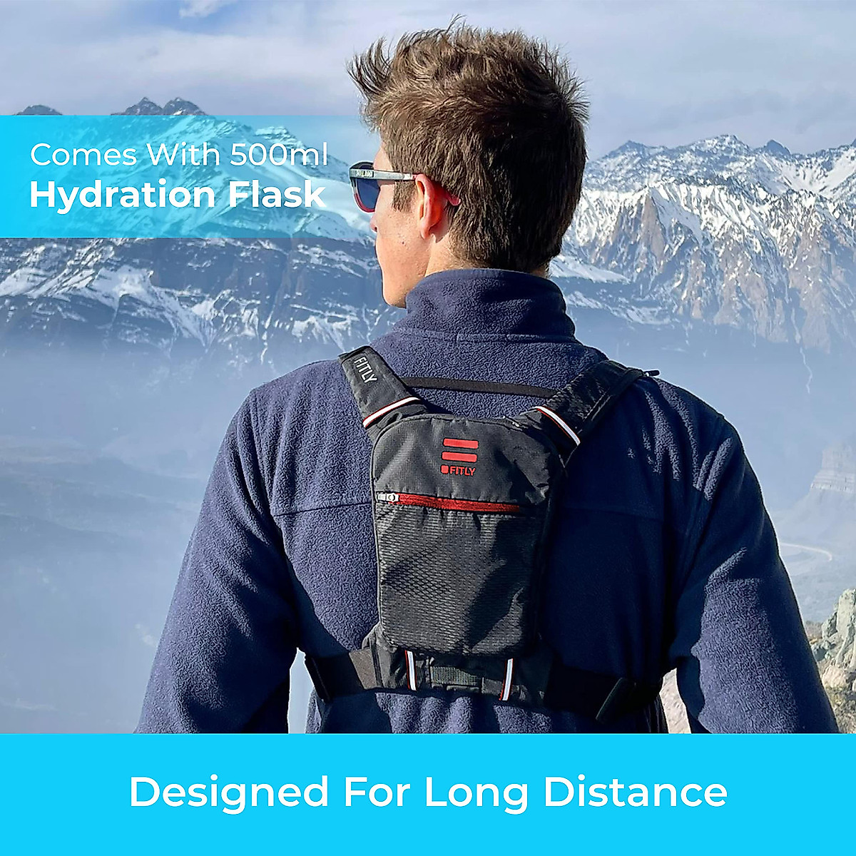 FITLY Sub90 Running Hydration Vest - Lightweight Running Pack For Men & Women with Phone Holder, Storage, Thoracic Belt - Running Water Pack - Carry Personal Items While Running - Red