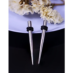 Vsnnsns 8G 316L Surgical Stainless Steel Ear Gauges Stretching Kit Plugs Tapers Insertion Pin for Earrings Nose Rigns Navel Nipple Lip Tongue Rings Jewelry Stretcher Piercing Stretching Kit Tools