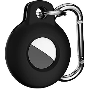 Koaichi Compatible with AirTag Case, Scratch-Resistant, Easy to Carry, Silicone Protective Cover with Carabiner - Black