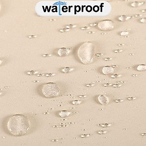 OutdoorLines Waterproof Outdoor Curtains for Patio - Windproof Tab Top Gazebo Curtain Panels - Privacy Sun Blocking Outside Curtain Set for Porch, Pergola and Cabana 54 x 84 inch, Beige, 2 Panels