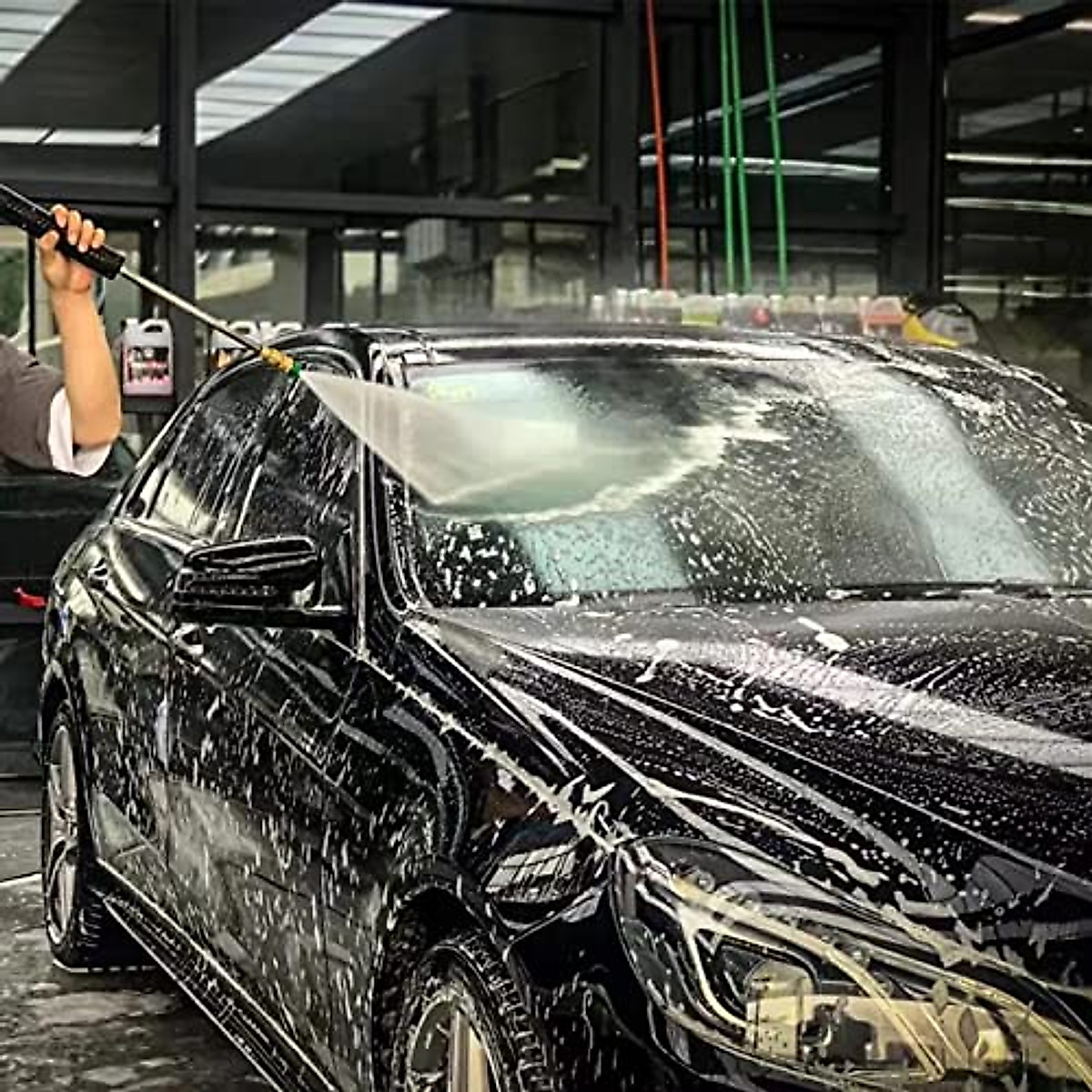 Raincovo Pressure Washer Nozzles Tips Set, 5 Degrees Nozzles with 2 Second Story Nozzles, 1/4 Inch Quick Connect, 7 Pack, Orifice 3.0