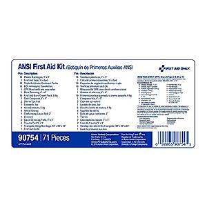 First Aid Only 90754 Bulk ANSI A 10-Person Emergency First Aid Kit for Home, Work, and Travel, 71 Pieces