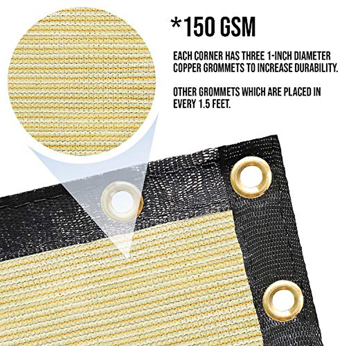 E&K Sunrise 6 feet x 50 feet Privacy Screen Fence Heavy Duty Fencing Mesh Shade Net Cover for Wall Garden Yard Backyard (6 ft X 50 ft, Beige)