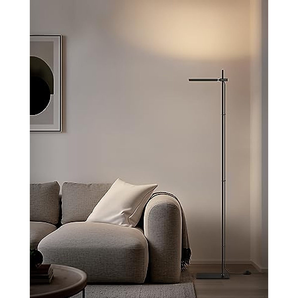 VISDANFO Modern Floor Lamp, 360 Degree Rotation Sky LED Floor lamp Office Lighting, Bright LED Standing Pole Light, Tall Lamps for Living Room,Bedroom,Reading,Study Room (Black)