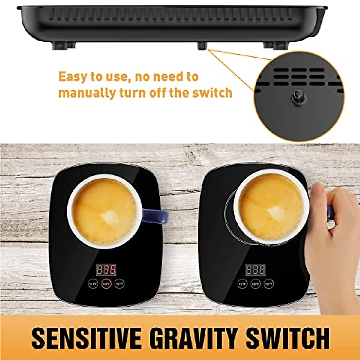 YEOSEN Coffee Mug Warmer - Coffee Cup Warmer with 3 Temperature Setting , Adjustable Temperature Beverage Warmer with Auto Shut Off ,Coffee Gifts (Without Mug)