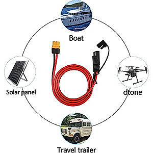 MEIRIYFA SAE to XT60 Connector Adapter Extension Cable SAE to XT-60 Female Cable Wire 12AWG for Solar Generator Power Station Lipo Battery Pack (3.3FT)