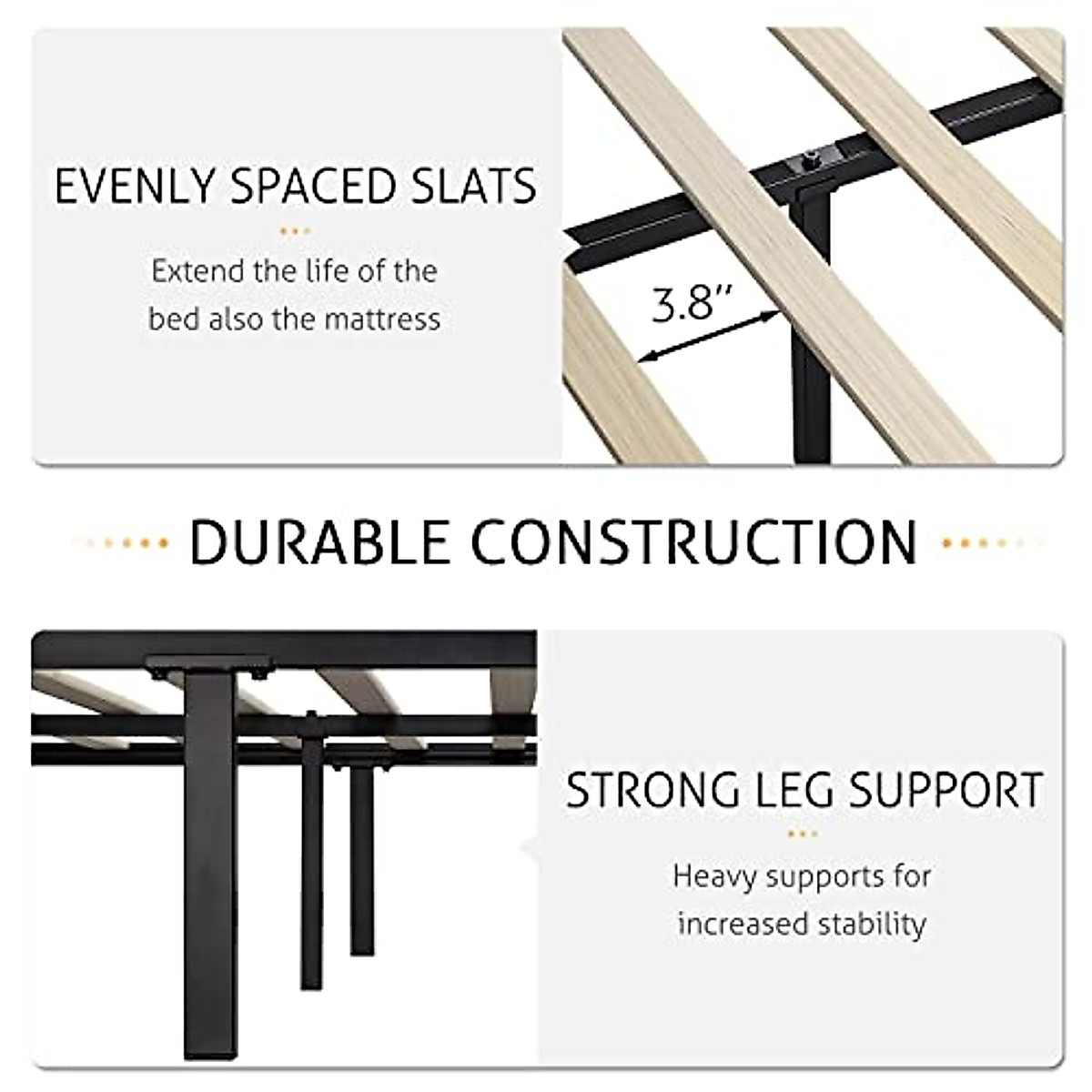 SHA CERLIN Queen Size Metal Canopy Bed Frame with Wooden Headboard, 4-Poster Platform Bed with Wood Slats Support/No Box Spring Needed/Easy Assembly/Sanders