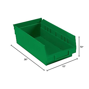 Global Industrial 13 Shelf Steel Shelving with (60) 4" H Plastic Shelf Bins, Green, 36x12x72