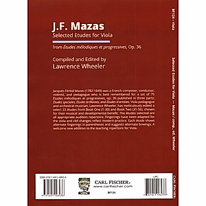 Carl Fischer Mazas-Selected Etudes for Viola, Op. 36