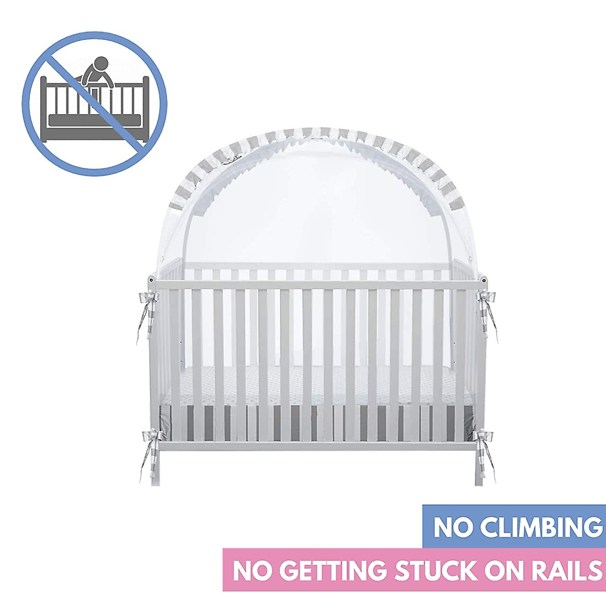 Baby Safety Pop up Crib Tent | Premium Crib Net to Keep Baby from Climbing Out | Upgraded Mesh Fabric | Protect Your Baby from Falls | Unisex Infant Crib Tent Net